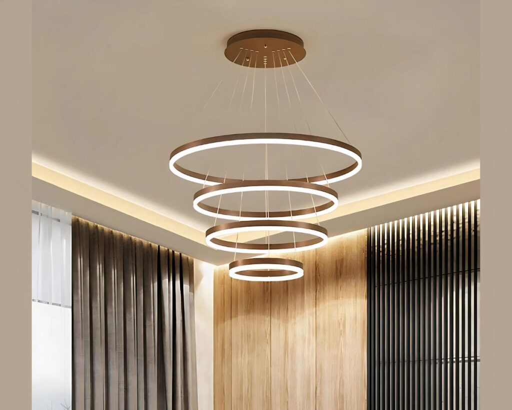 Grand lustre avec cercles suspendus • Lustre Design